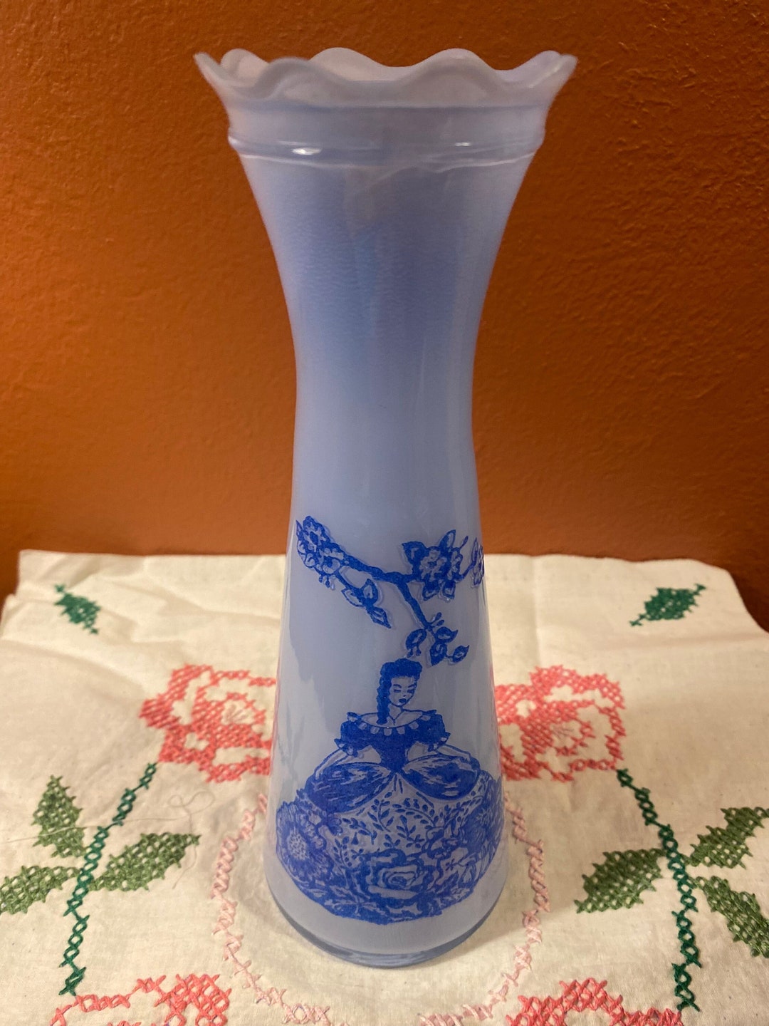 Rare Southern Belle Cherry Blossom Blue Vase - 1950's, Vintage ...
