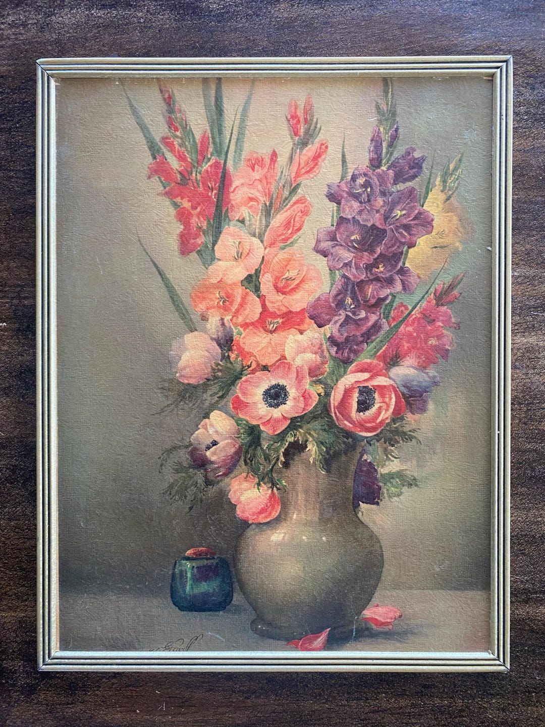 Vintage Framed William E. Powell 1937 Art Deco Art Print, Gladioli, W.e ...