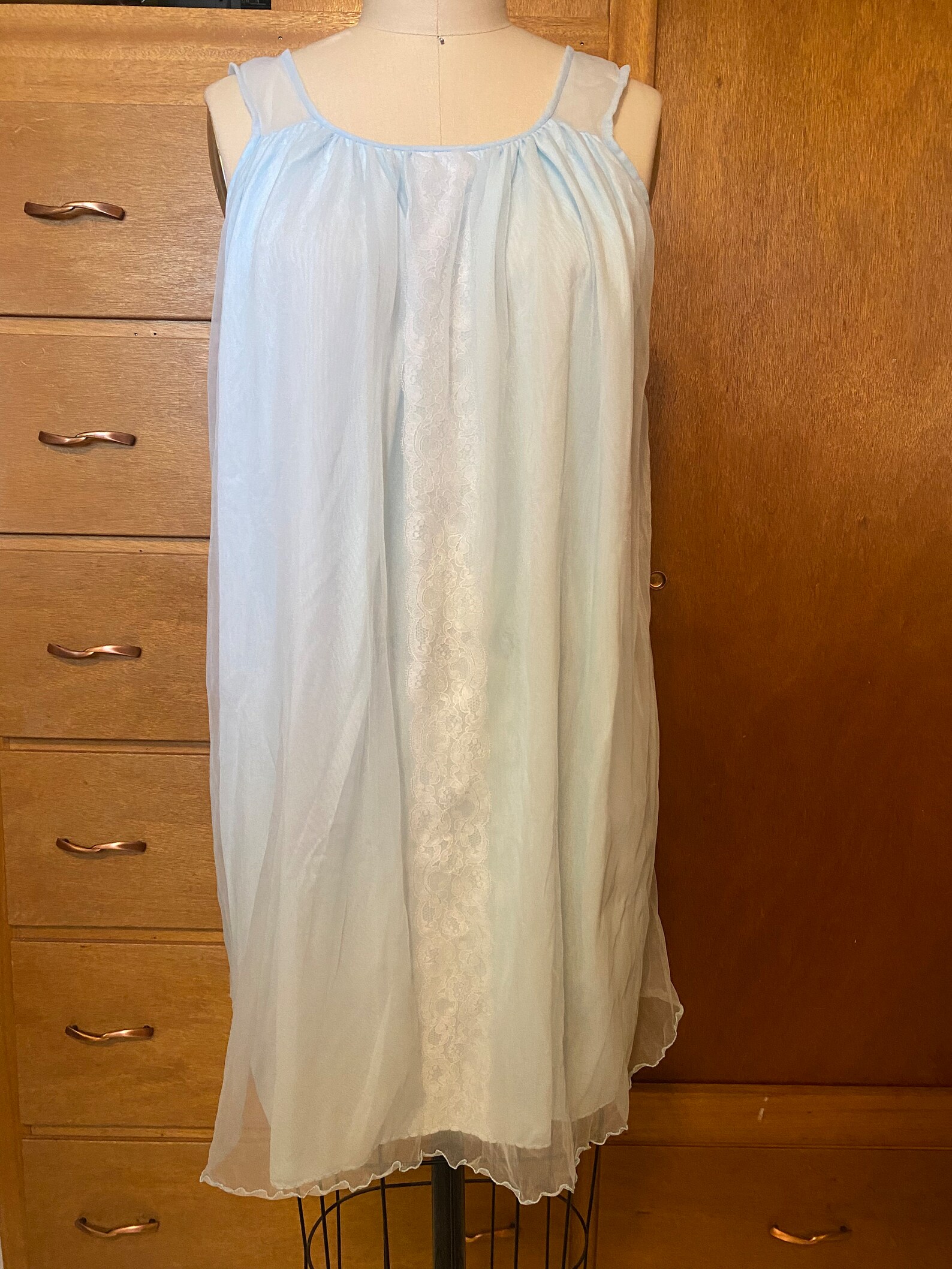 Vintage MCM Nighty, 1960’s, Dress, Nighty, Blue, Lace, Tulle, Rare Find ...