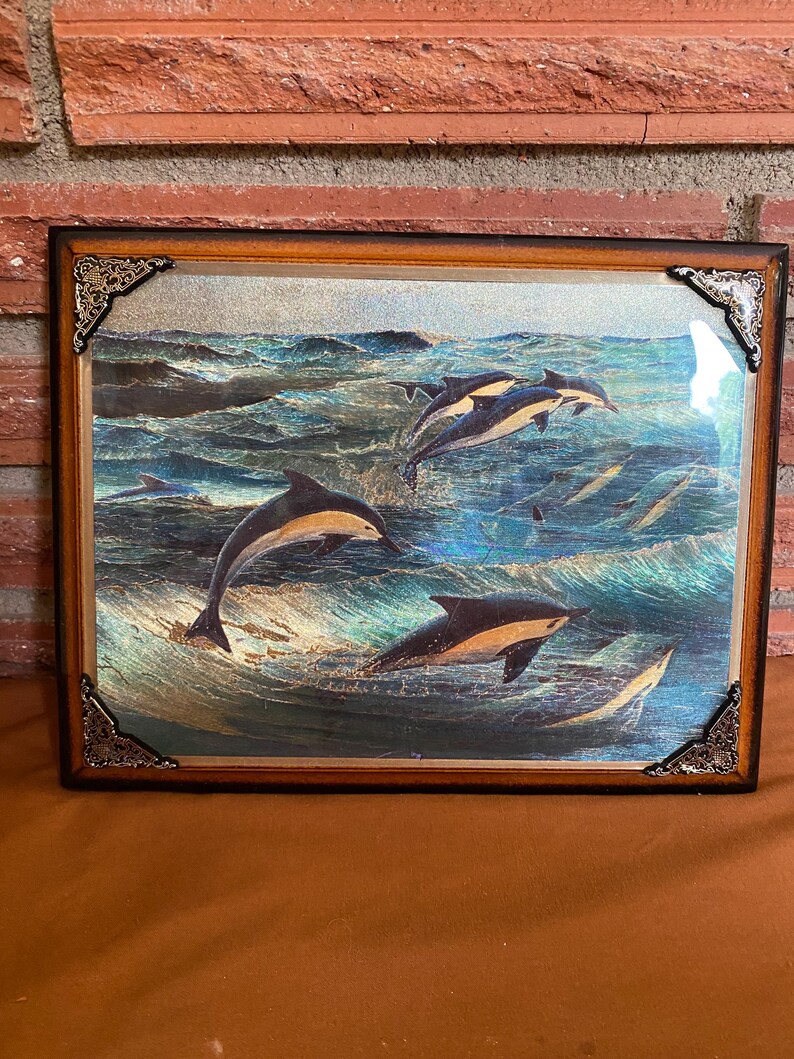 Amazing Vintage Dolphin Wall Art, Shimmery, 1979s, Schlacked, Rare Find ...
