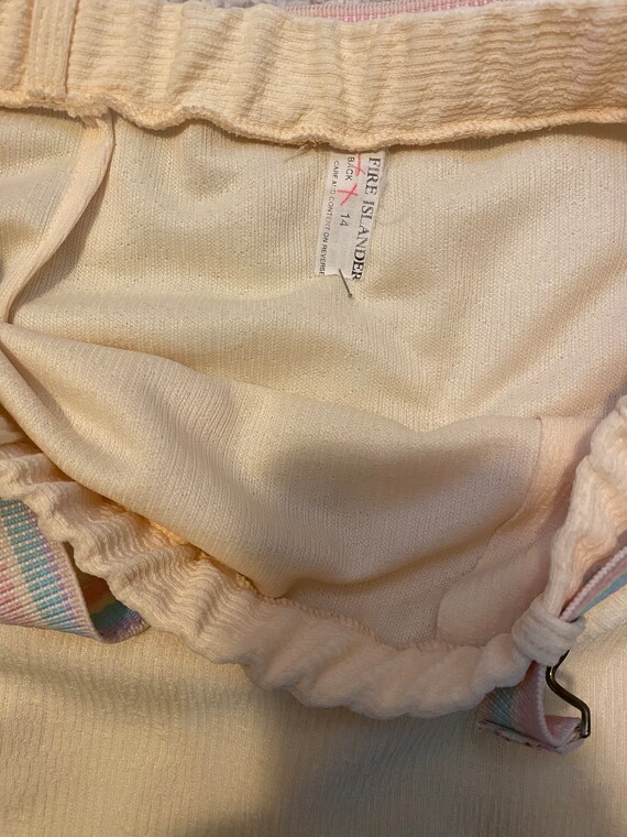 Vintage Yellow skirt with pastel rainbow belt, 1980s,… - Gem