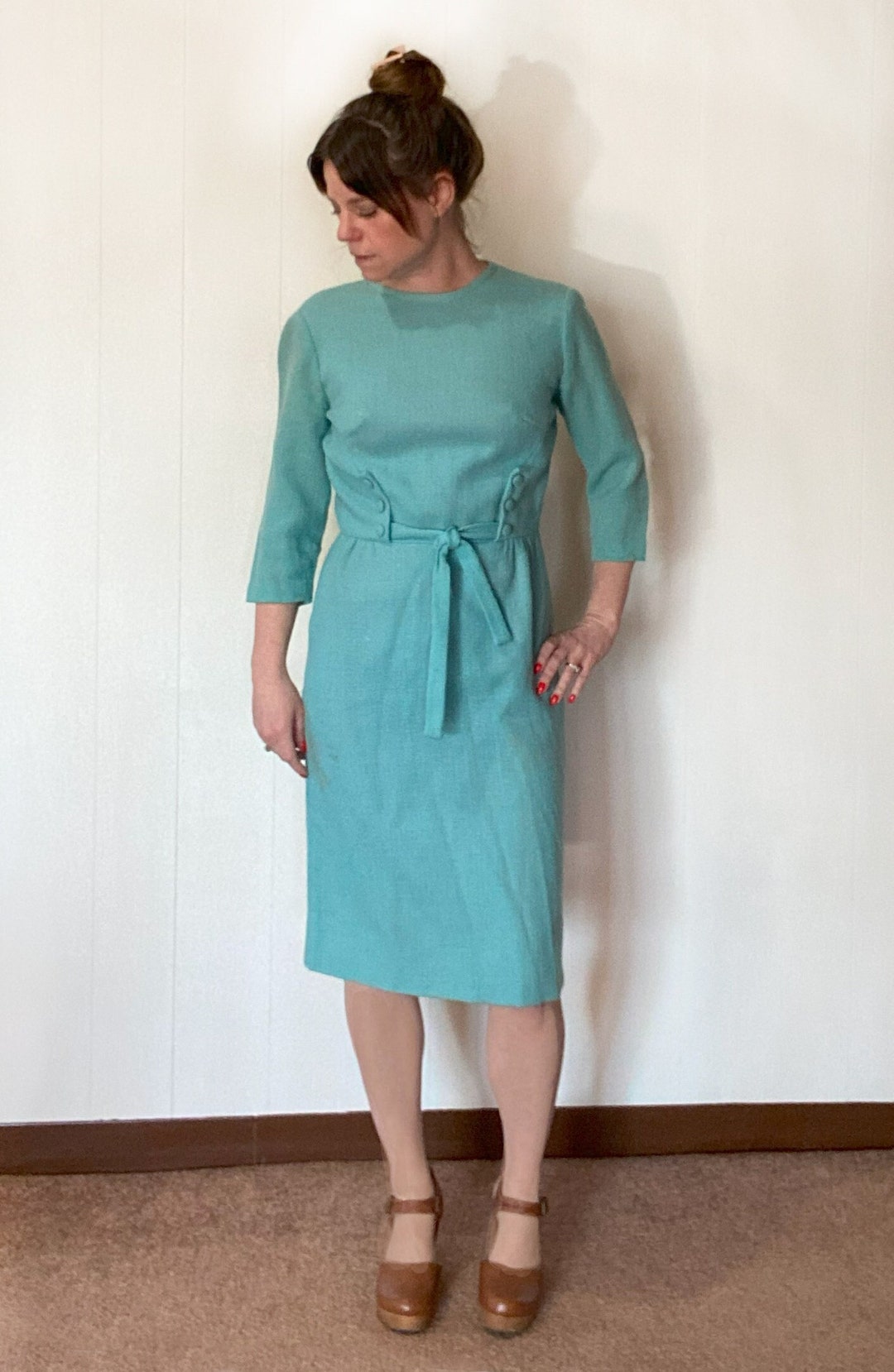 Vintage Robins Egg Blue 1960's Tie Front Dress, Rare Find - Etsy
