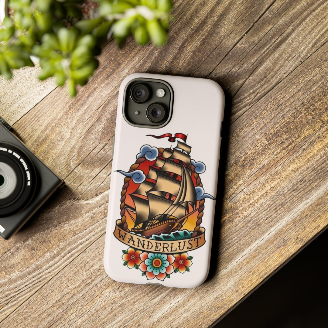 Pirate Ship Phone Case: Wanderlust Tattoo Art, Tough Dual Layer - Etsy