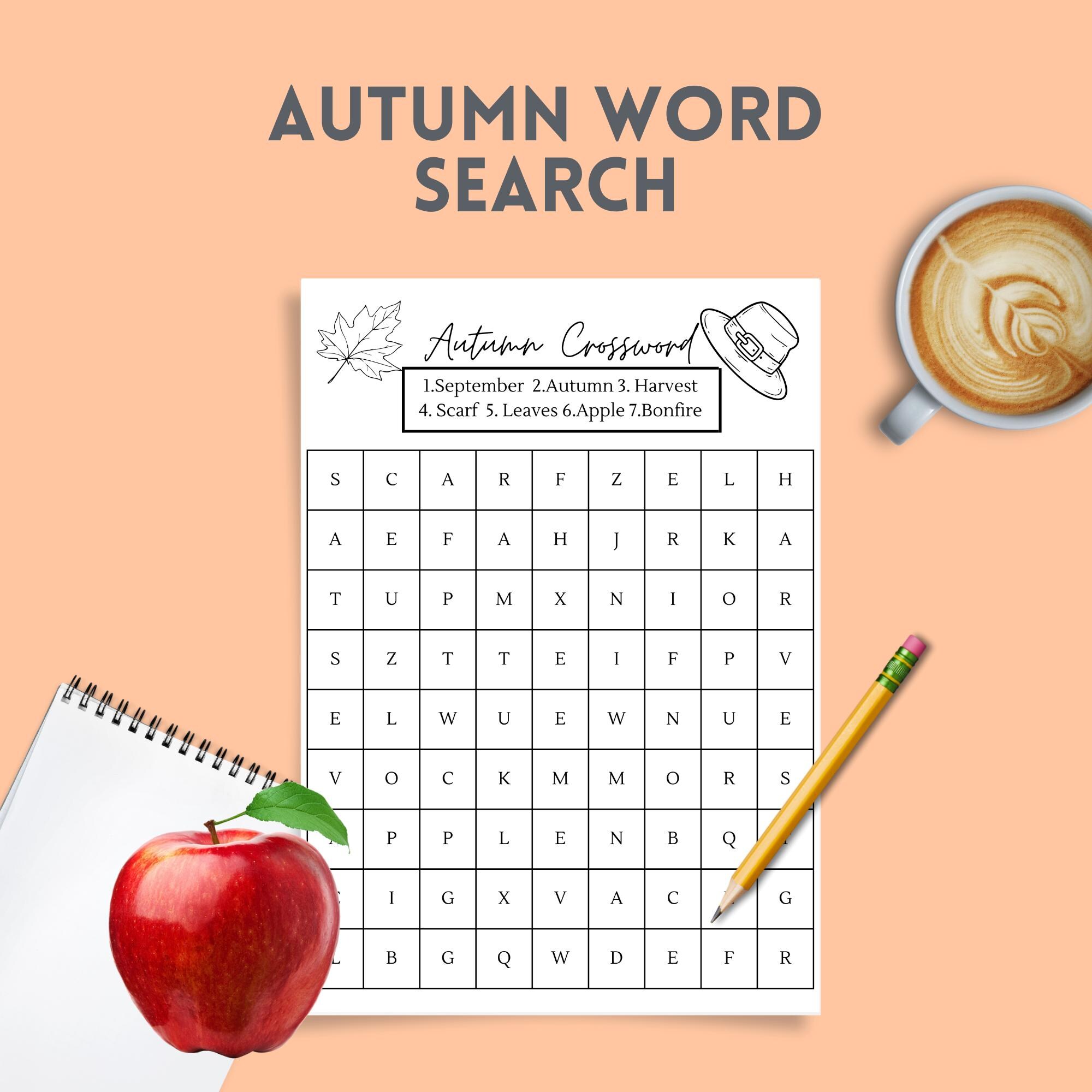 PRINTABLE Autumn Word Search, Fall Activities to Do, Word Search ...