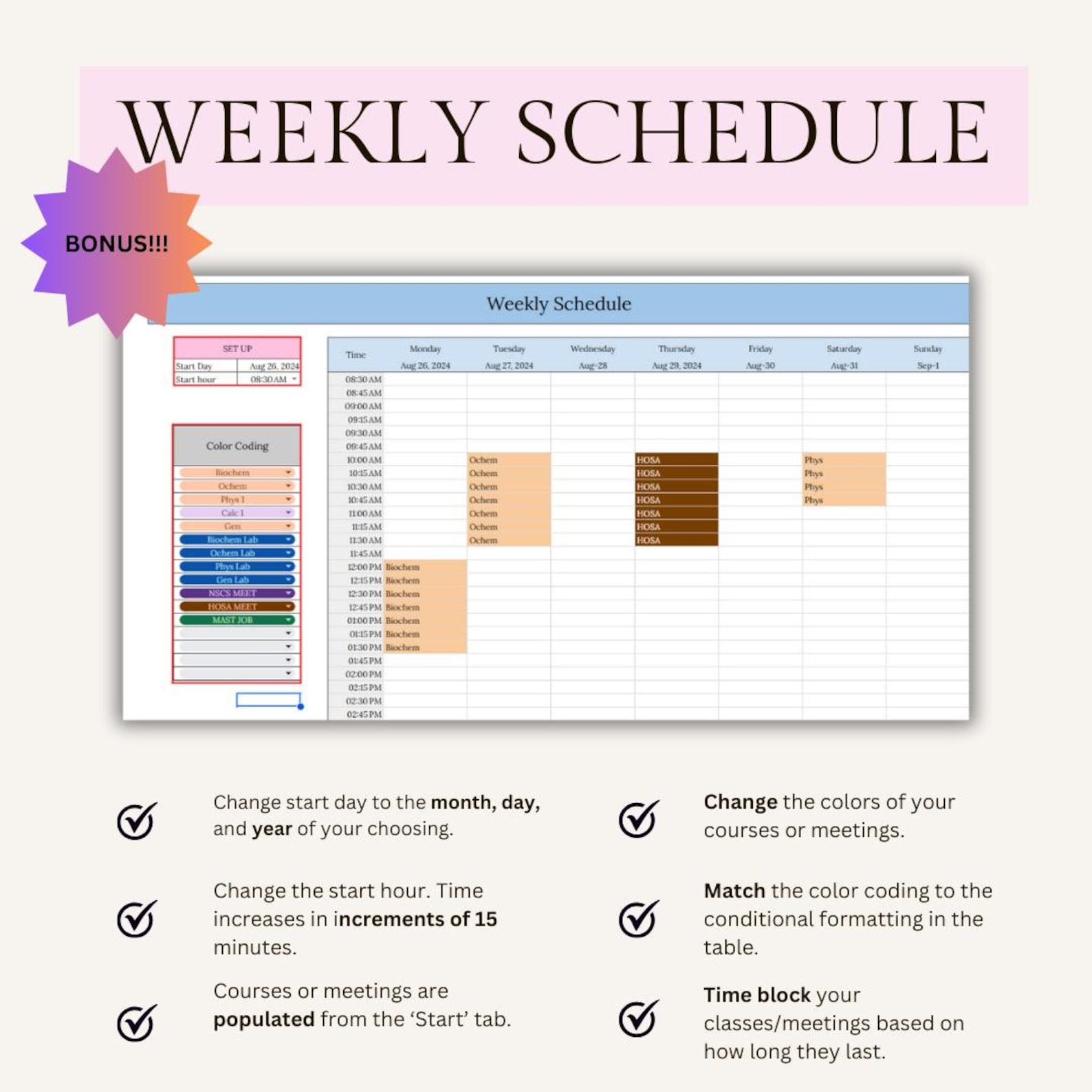Semester Assignment Tracker Student Planner for Google Sheets Student ...