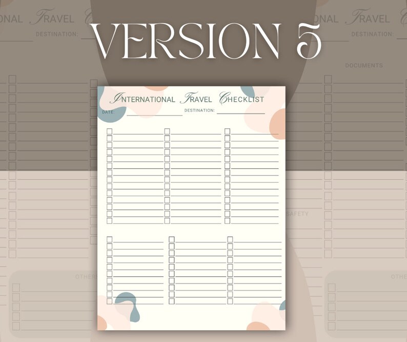 Printable Travel Packing List International Travel Checklist Travel ...