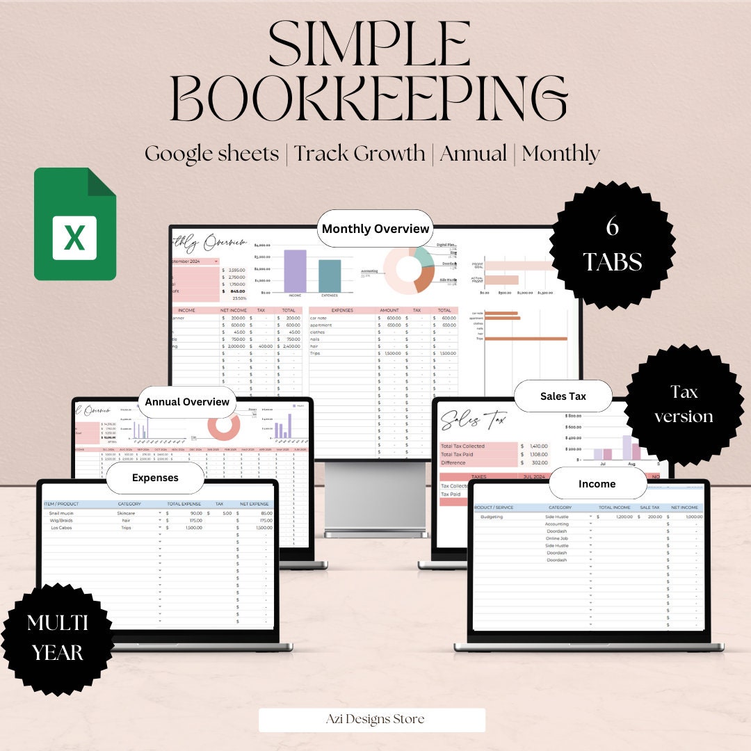 Small Business Bookkeeping Template for Simple Use Google Sheets ...