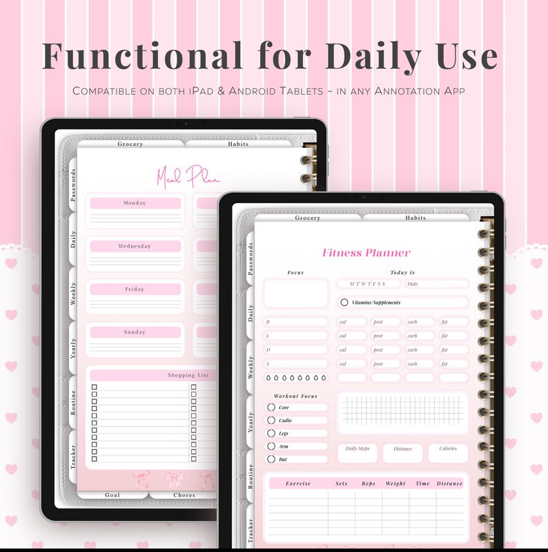 Pink Coquette Bow Digital Planner 2025 for Goodnotes & Notability, Pink ...