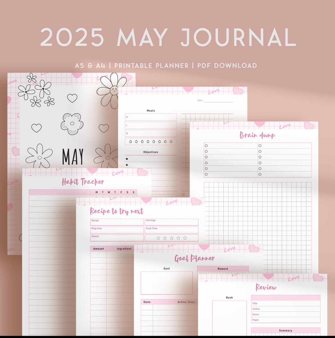 2025 MAY JOURNAL - Printable Journal Pages - A4 & A5 Sizes - 26 Pages ...