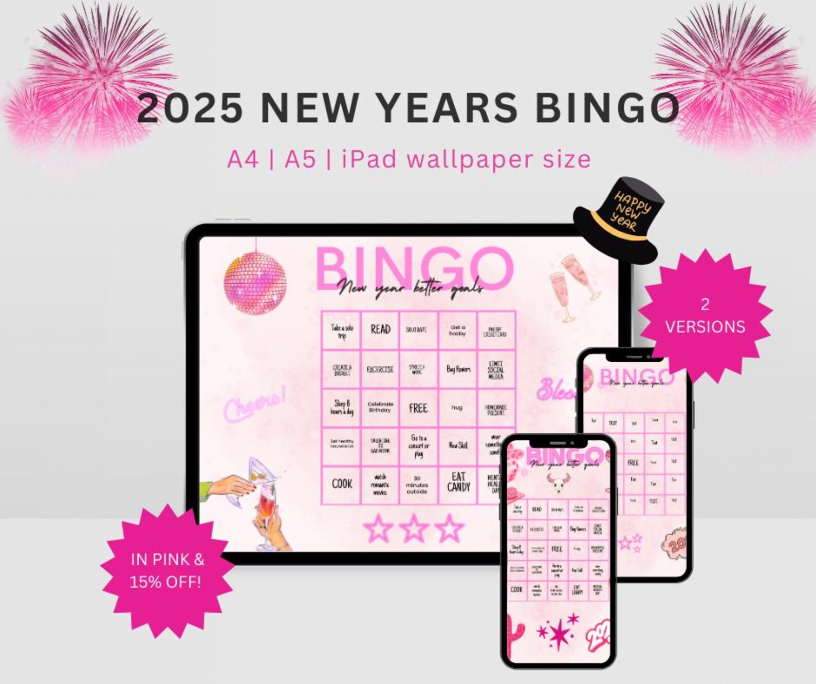 2025 Vision Board BINGO Cards Template for New Year's Resolution ...