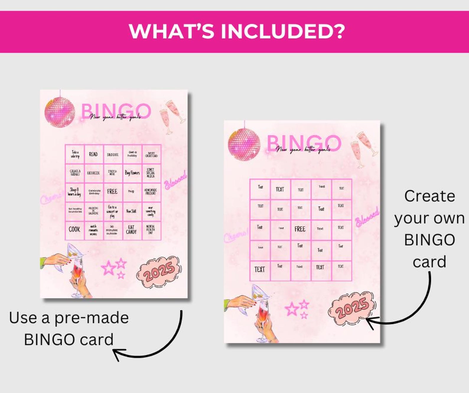 2025 Vision Board BINGO Cards Template for New Year's Resolution ...