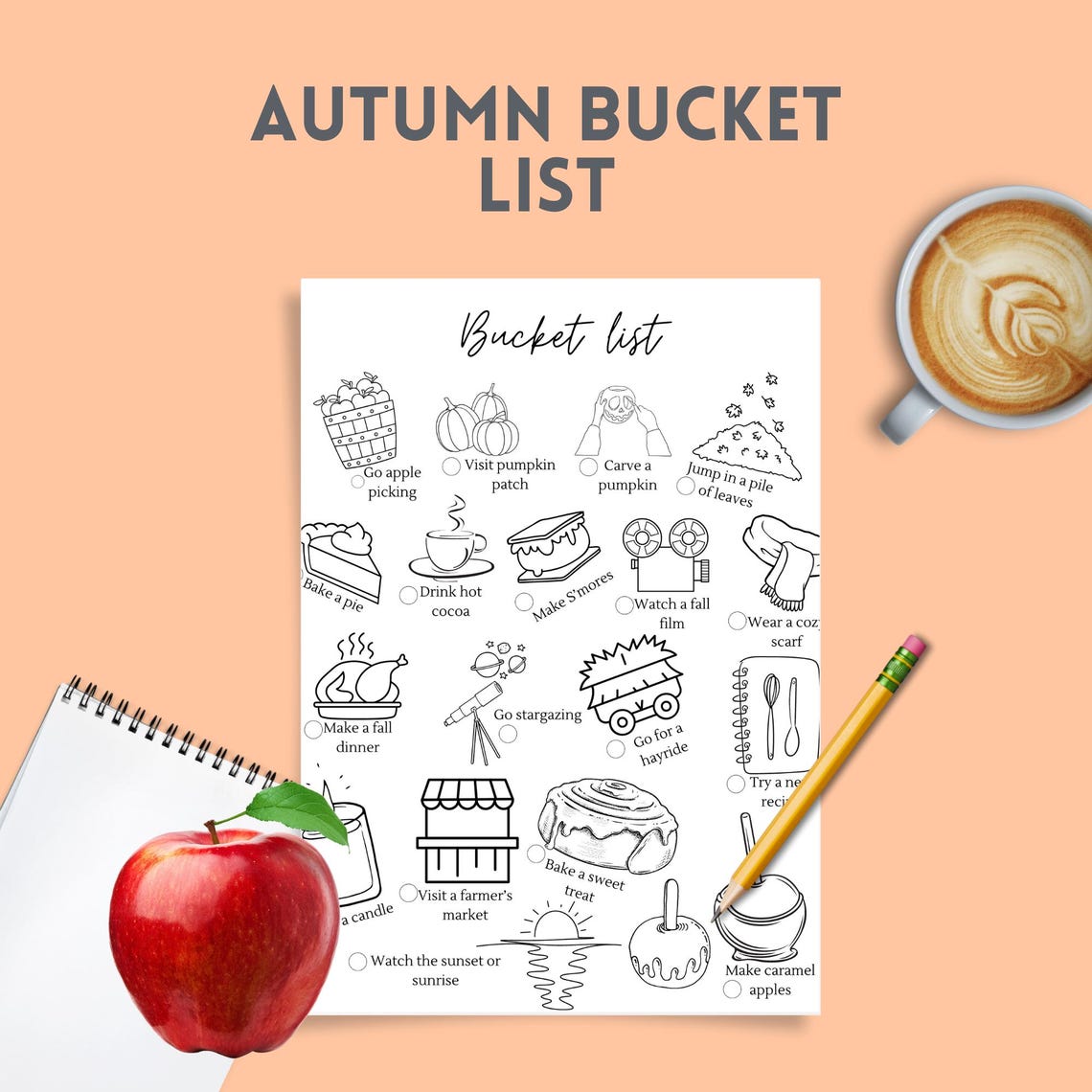 Autumn Bucket List Printable Planner Inserts, Autumn Activities to Do ...