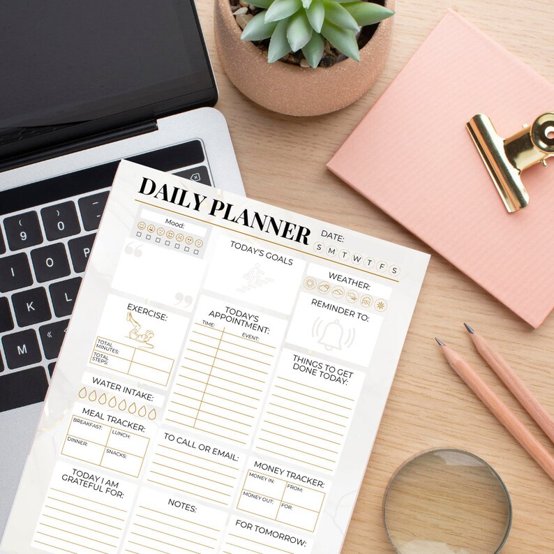 Daily Planner Printable PACK! 2 Versions Productivity Workday School ...