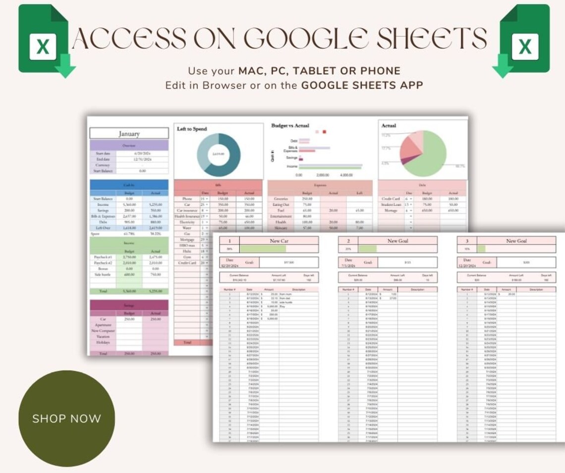 Simple Budget Planner for Google Sheets Monthly Budget Spreadsheet ...