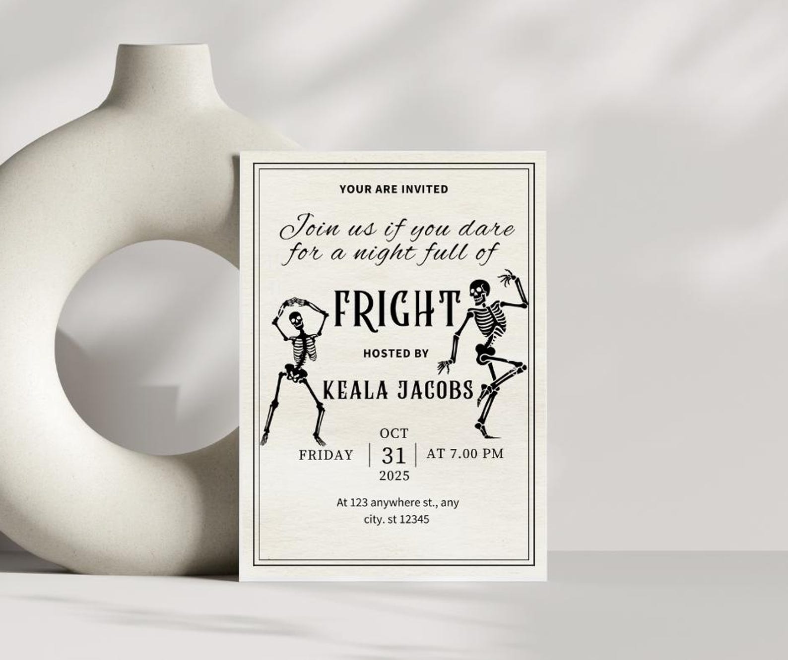 Editable Vintage Adult Halloween Invitation Template, Fright Night ...