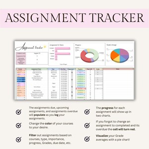 Semester Assignment Tracker Student Planner for Google Sheets Student ...
