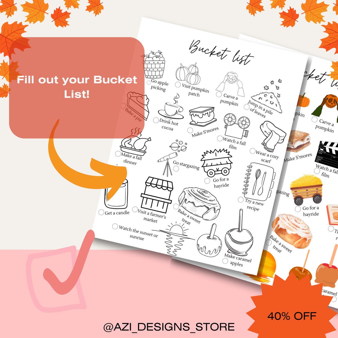 Autumn Bucket List Printable Planner Inserts, Autumn Activities to Do ...