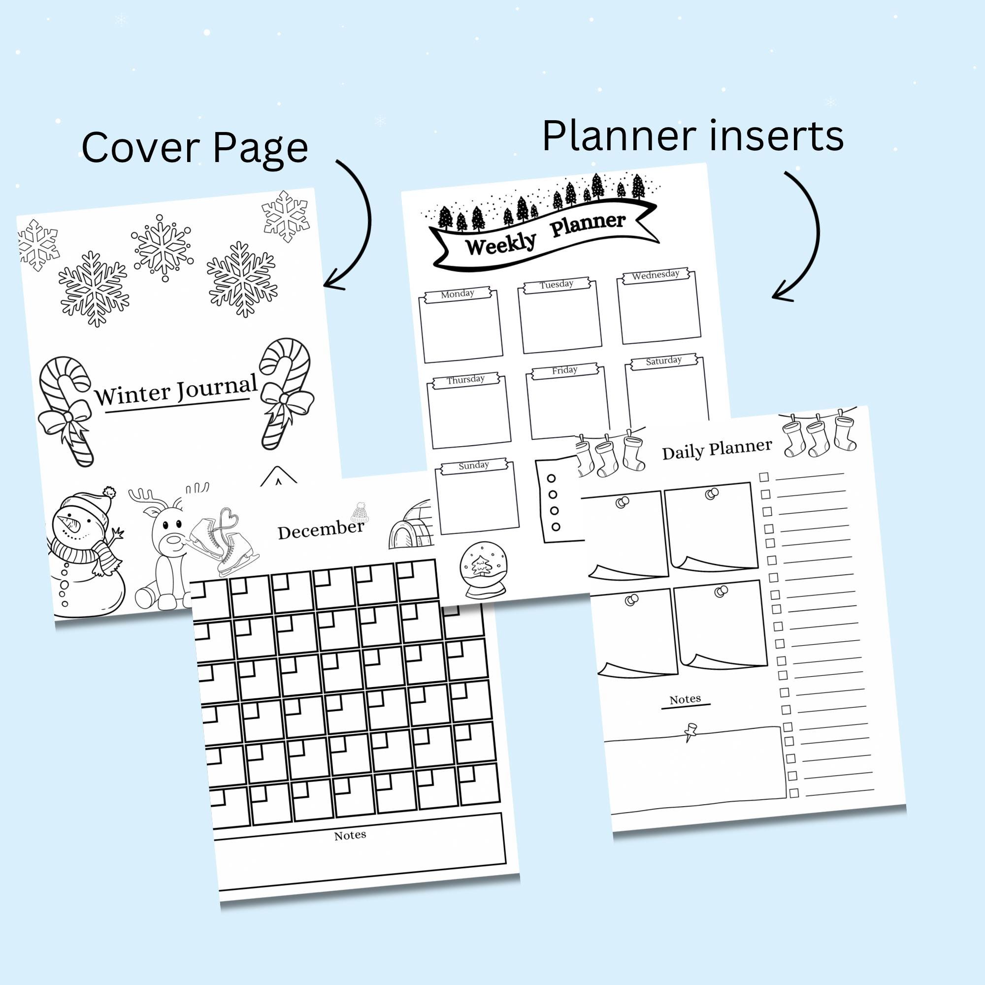 PRINTABLE Winter Journal,18 Winter Journal Pages,winter Bucket List ...