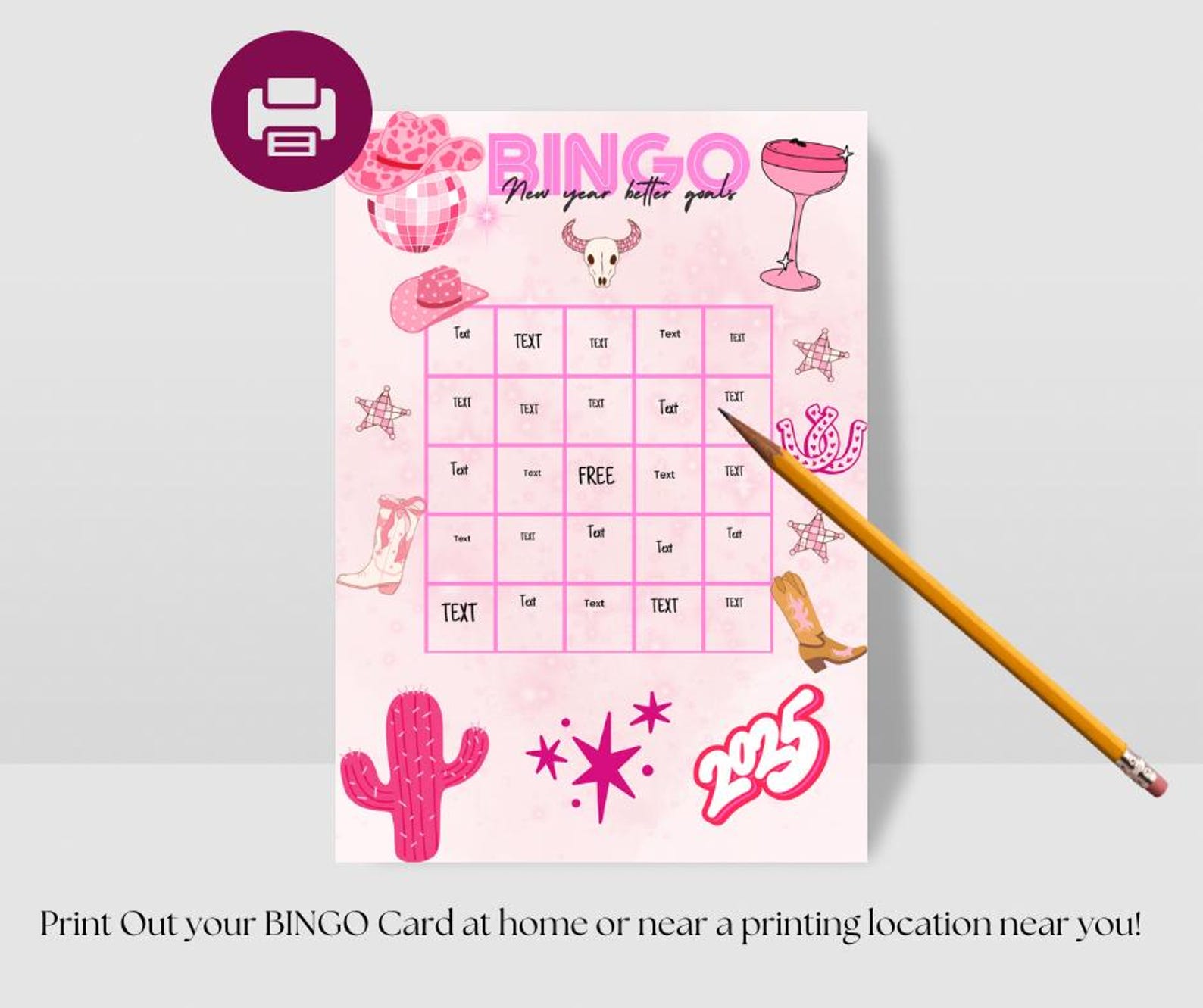 2025 Vision Board BINGO Cards Template for New Year's Resolution ...