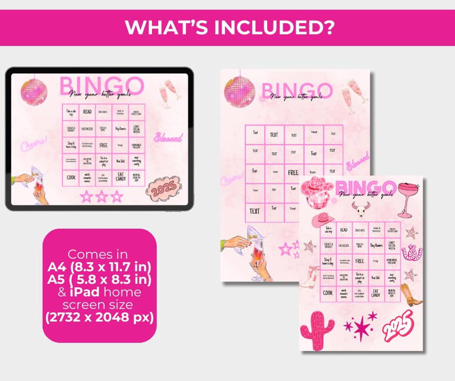 2025 Vision Board BINGO Cards Template for New Year's Resolution ...