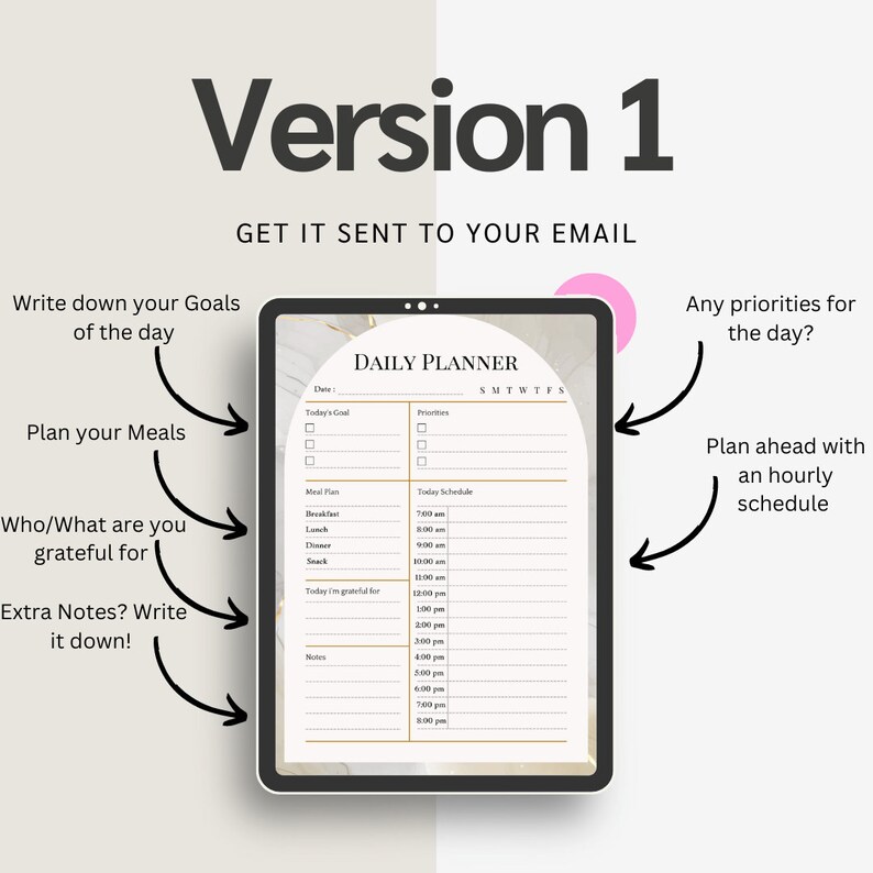 Daily Planner Printable PACK! 2 Versions Productivity Workday School ...