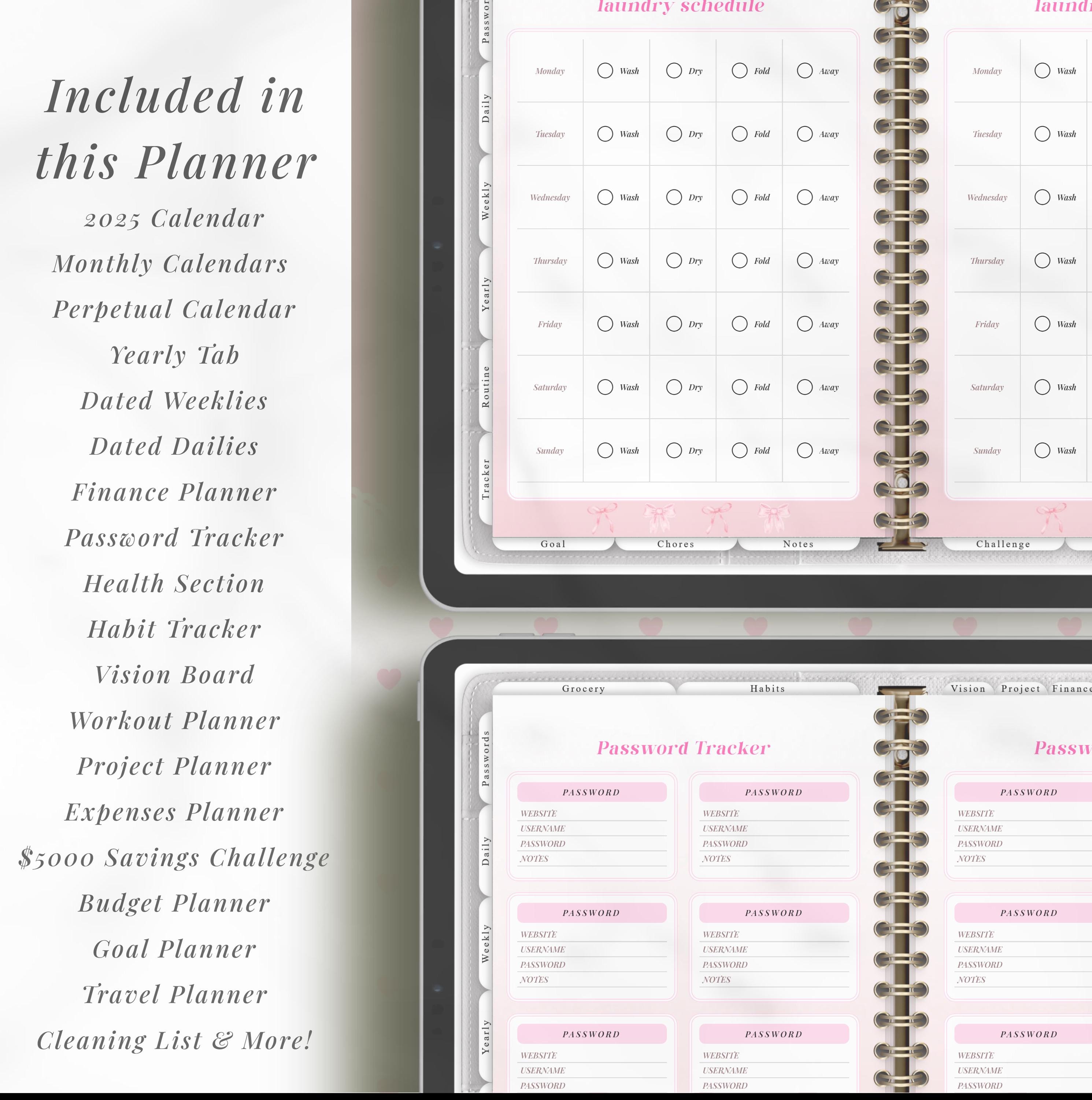 Pink Coquette Bow Digital Planner 2025 for Goodnotes & Notability, Pink ...