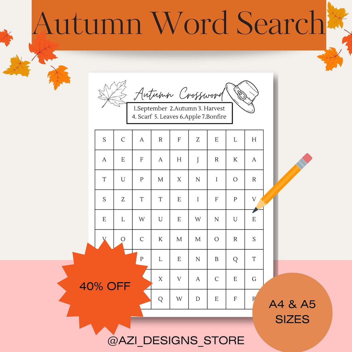 PRINTABLE Autumn Word Search, Fall Activities to Do, Word Search ...