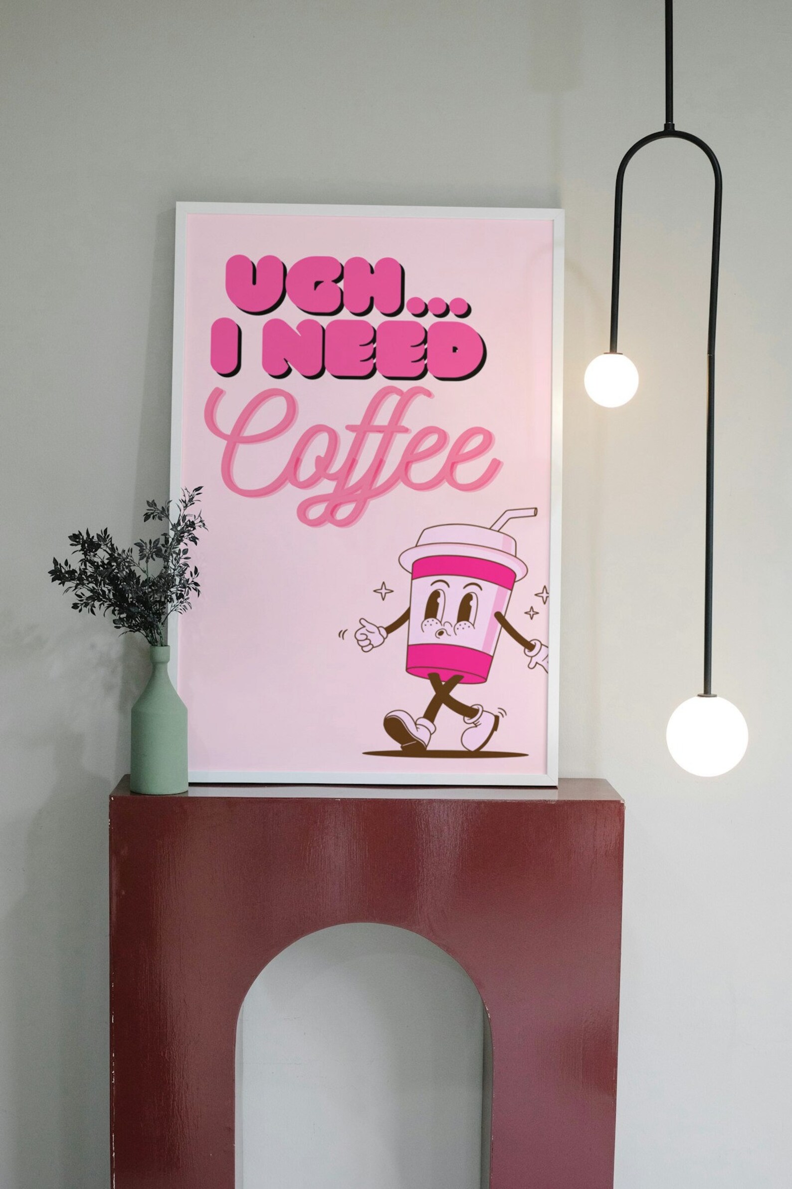 Ugh I Need Coffee Pink Wall Art Kitchen Decor Girly Wall Prints - Etsy