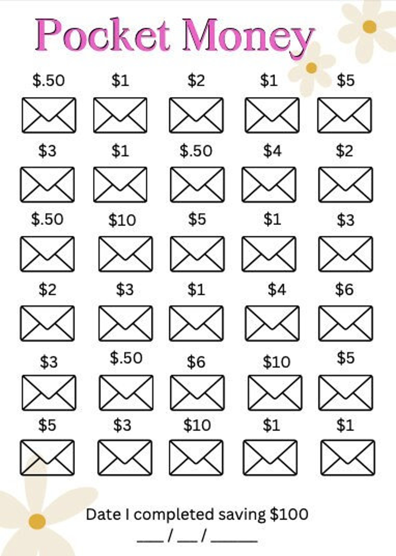 Savings Chart - Etsy