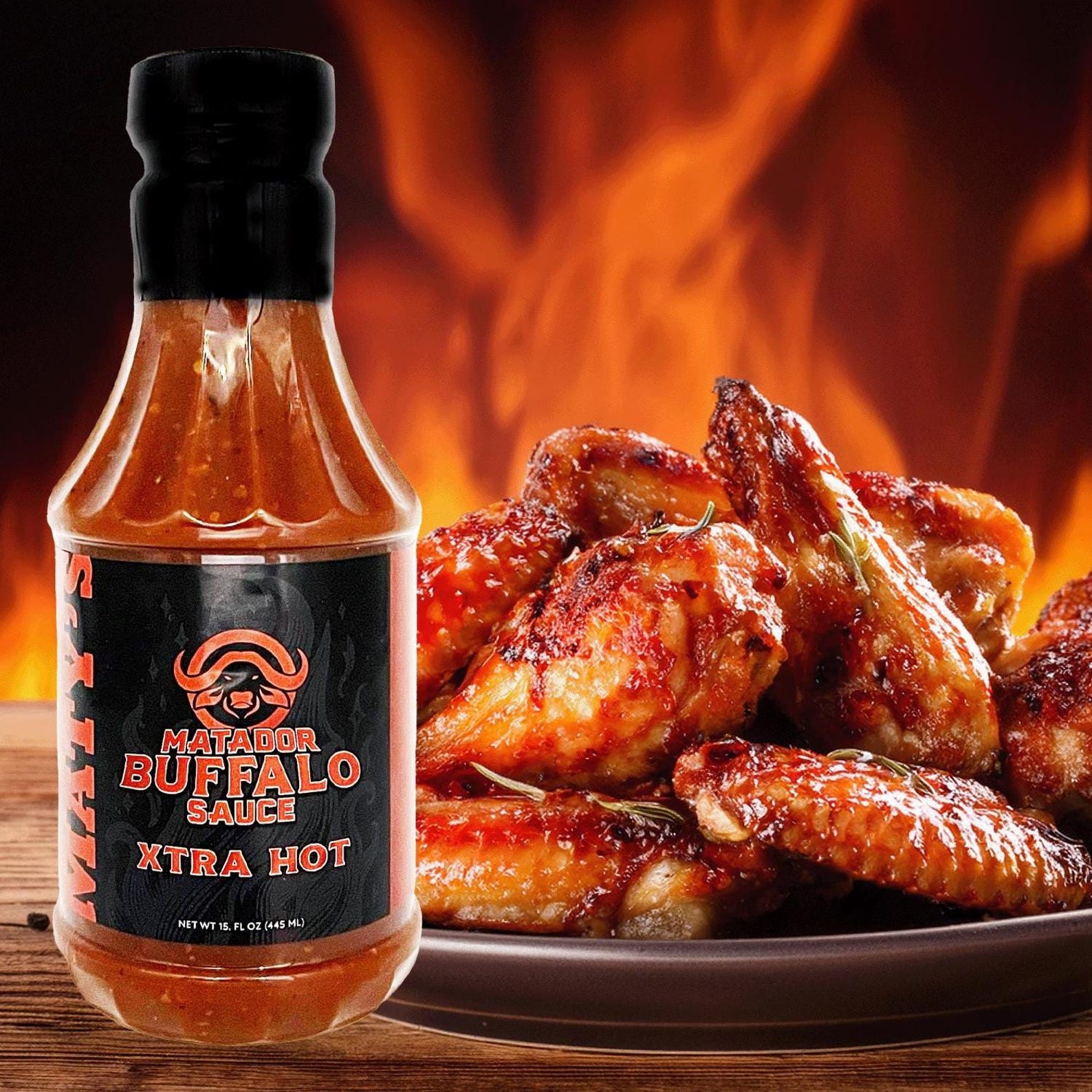 Matador Extra Hot Buffalo Sauce, Sweet & Spicy Chicken Wing Sauce ...