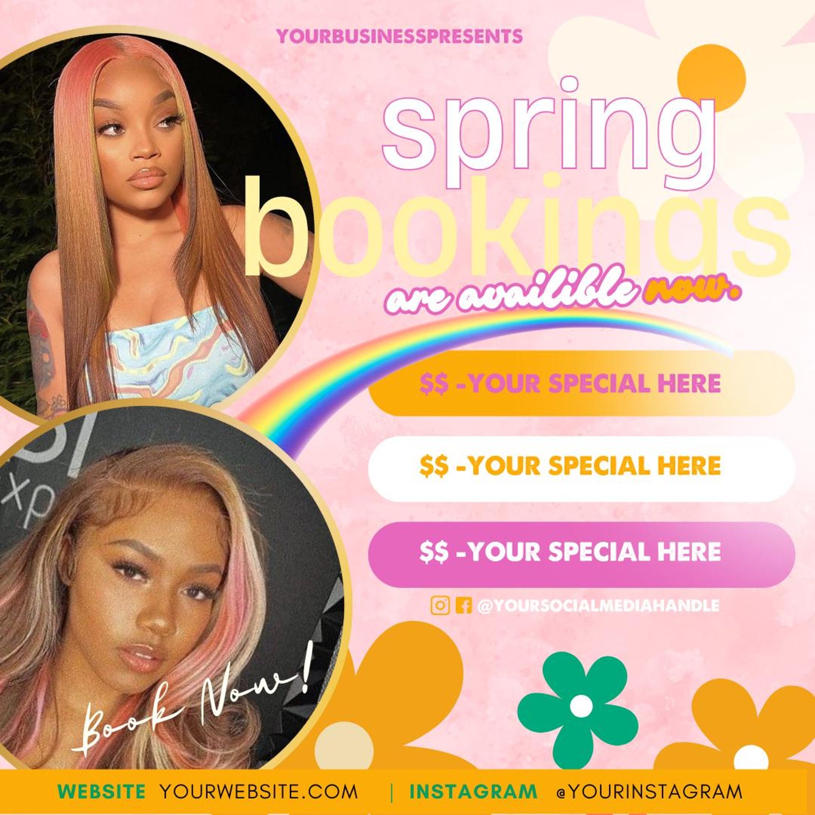 Spring Bookings Flyer, Book Now Flyer, Spring Appointment Flyer, DIY ...