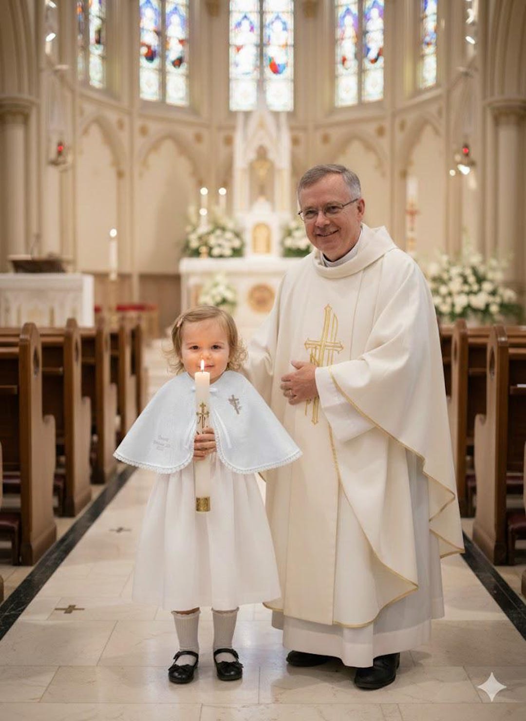Personalized Linen Baptism Cape, Embroidered Cross Christening Shawl ...