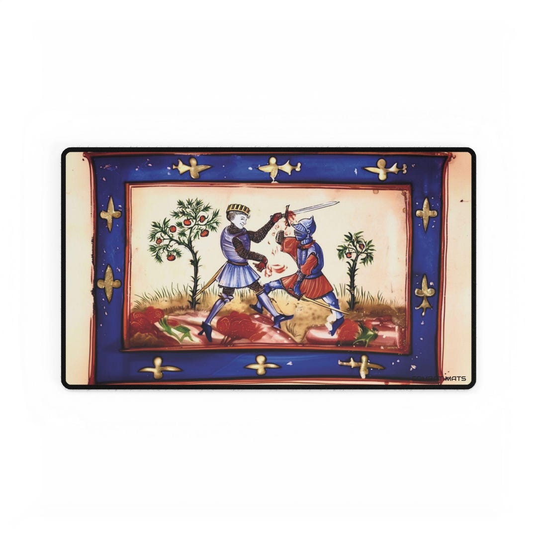 Medieval Knights Sword Fight Painting TCG Playmat Deskmat Mouse Pad - Etsy