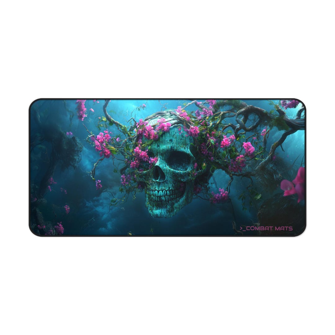Digital Skull Covered in Flowers Playmat Mousepad Deskmat - Etsy