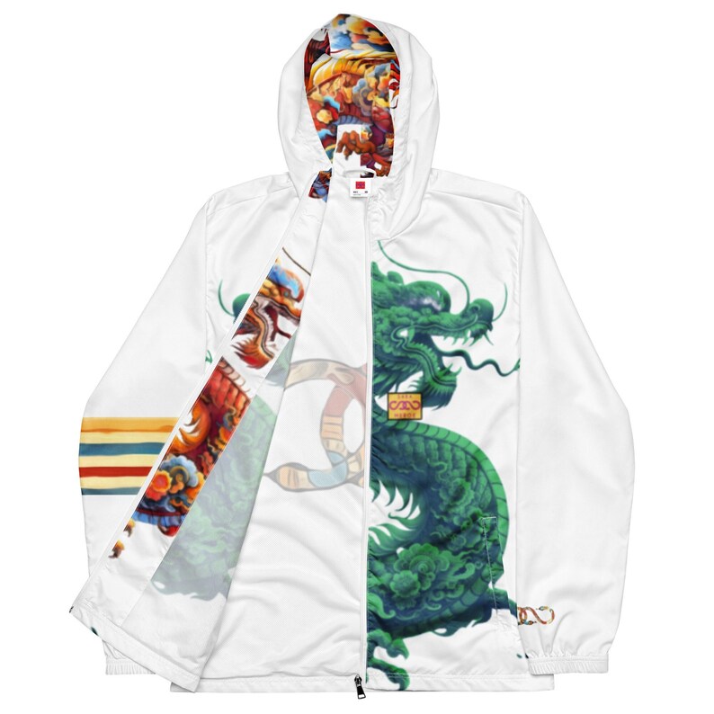 Year of the Dragon Windbreaker by Saba Meroe Jade Green Dragon Designer ...