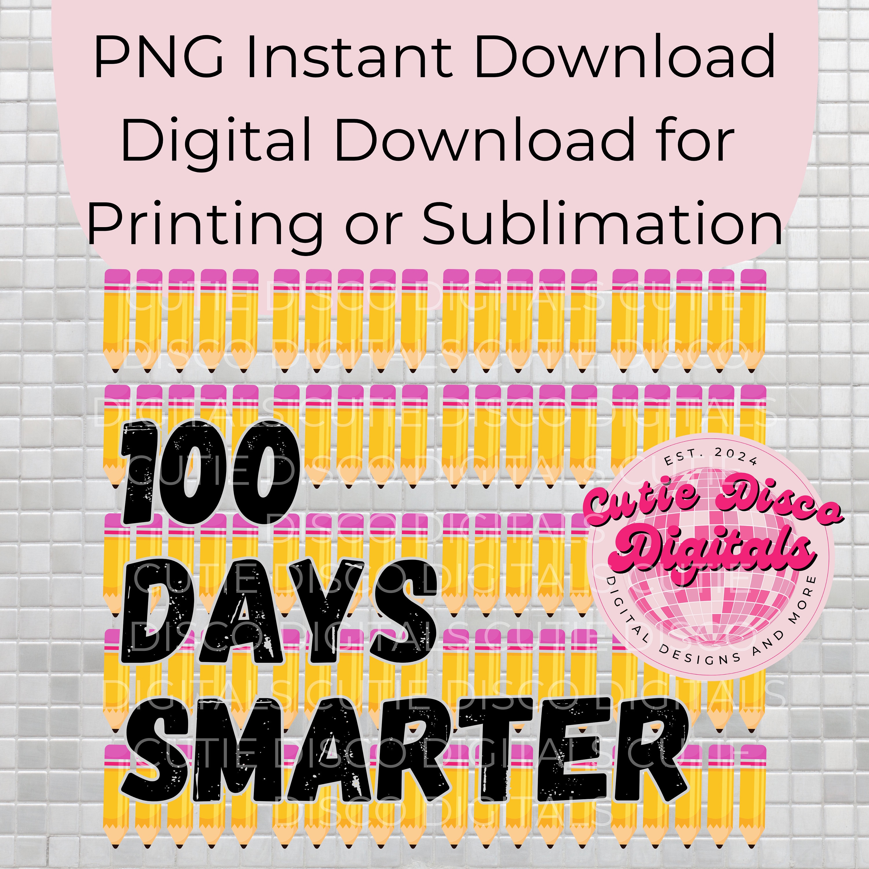 100 Days Smarter PNG Digital Download // PNG for DTF or Sublimation ...