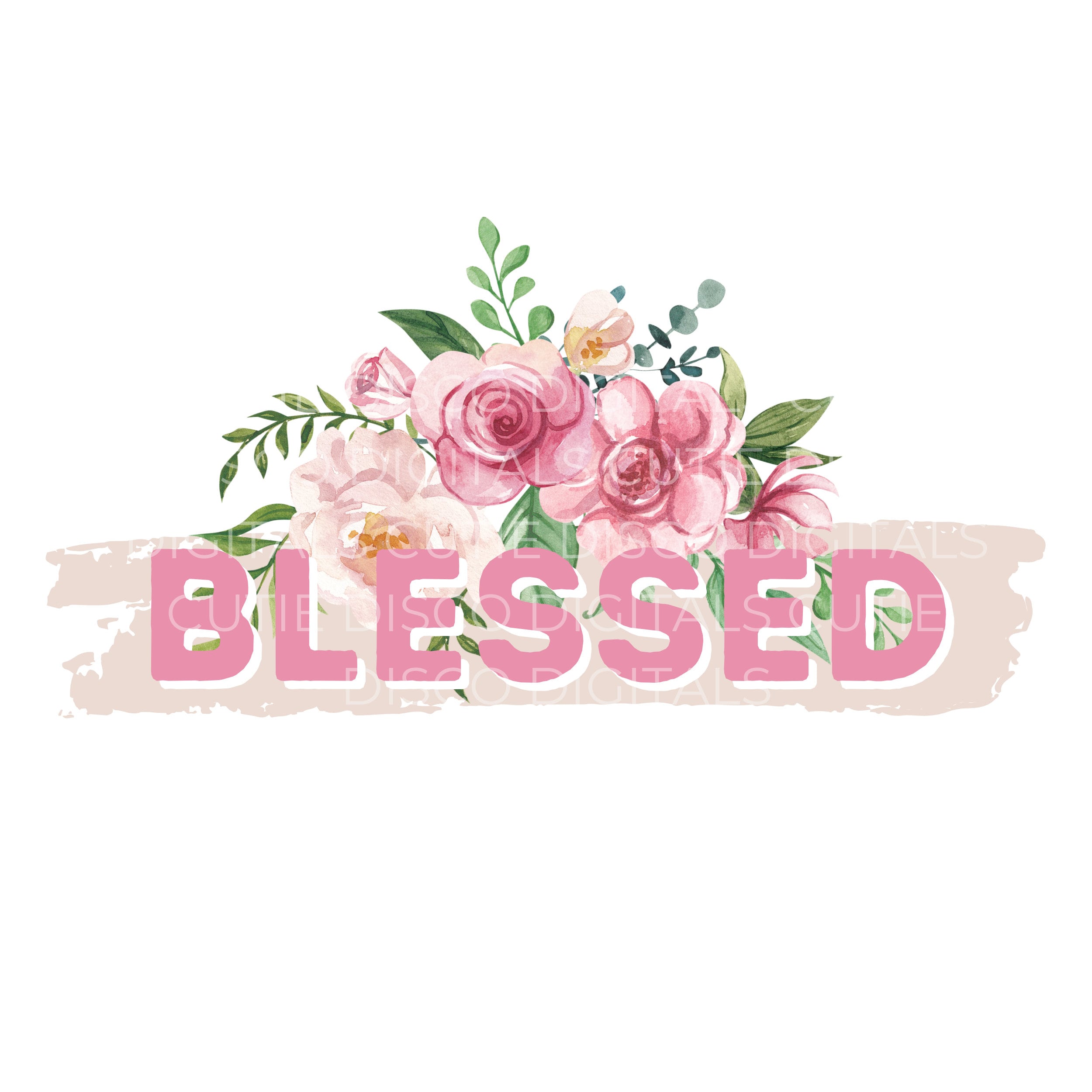 Blessed Pink Floral Spring PNG Digital Download // PNG for DTF or Sublimation // Religious ...