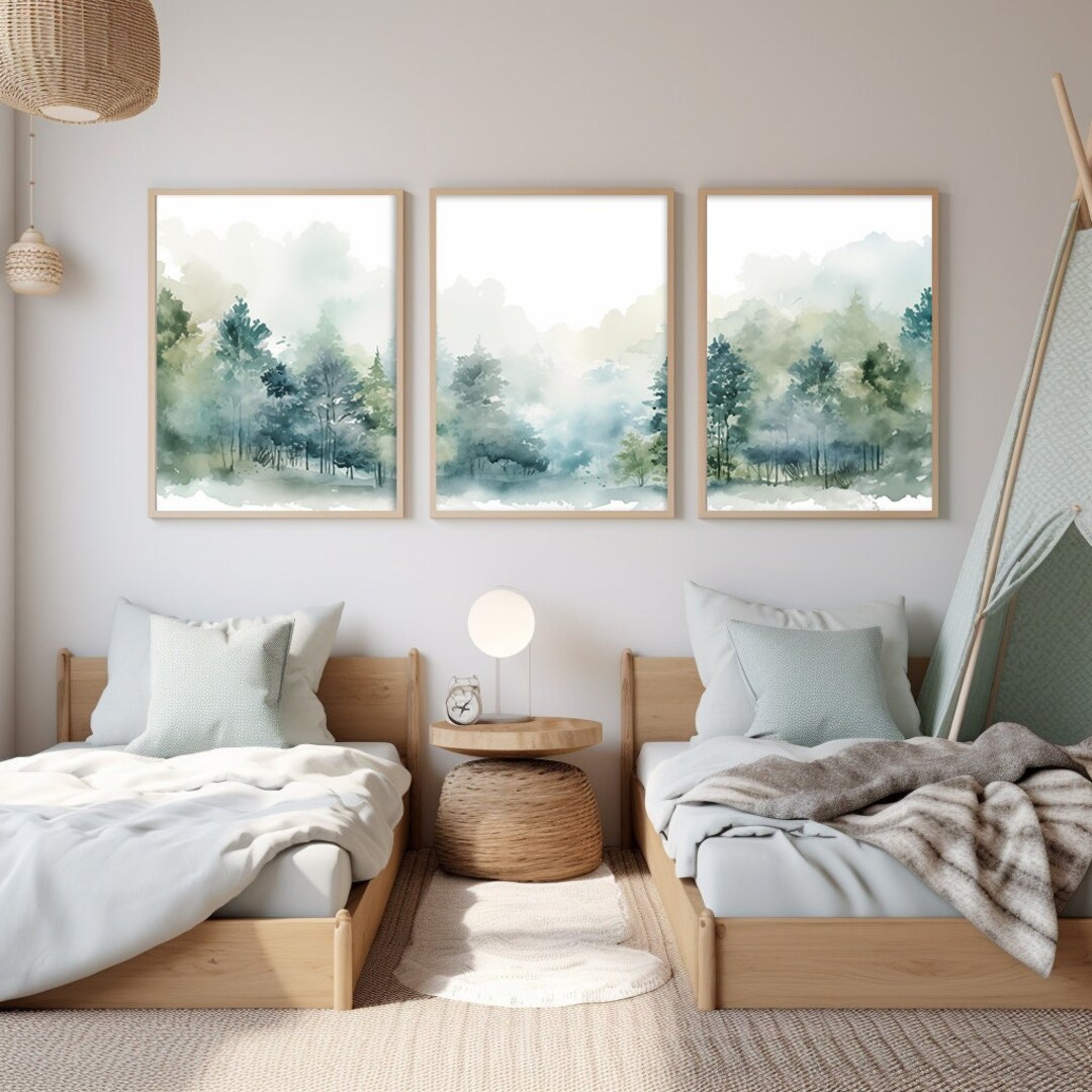 Greeny Forest Trees Digital Download, Panoramic, Triptych, Printable ...