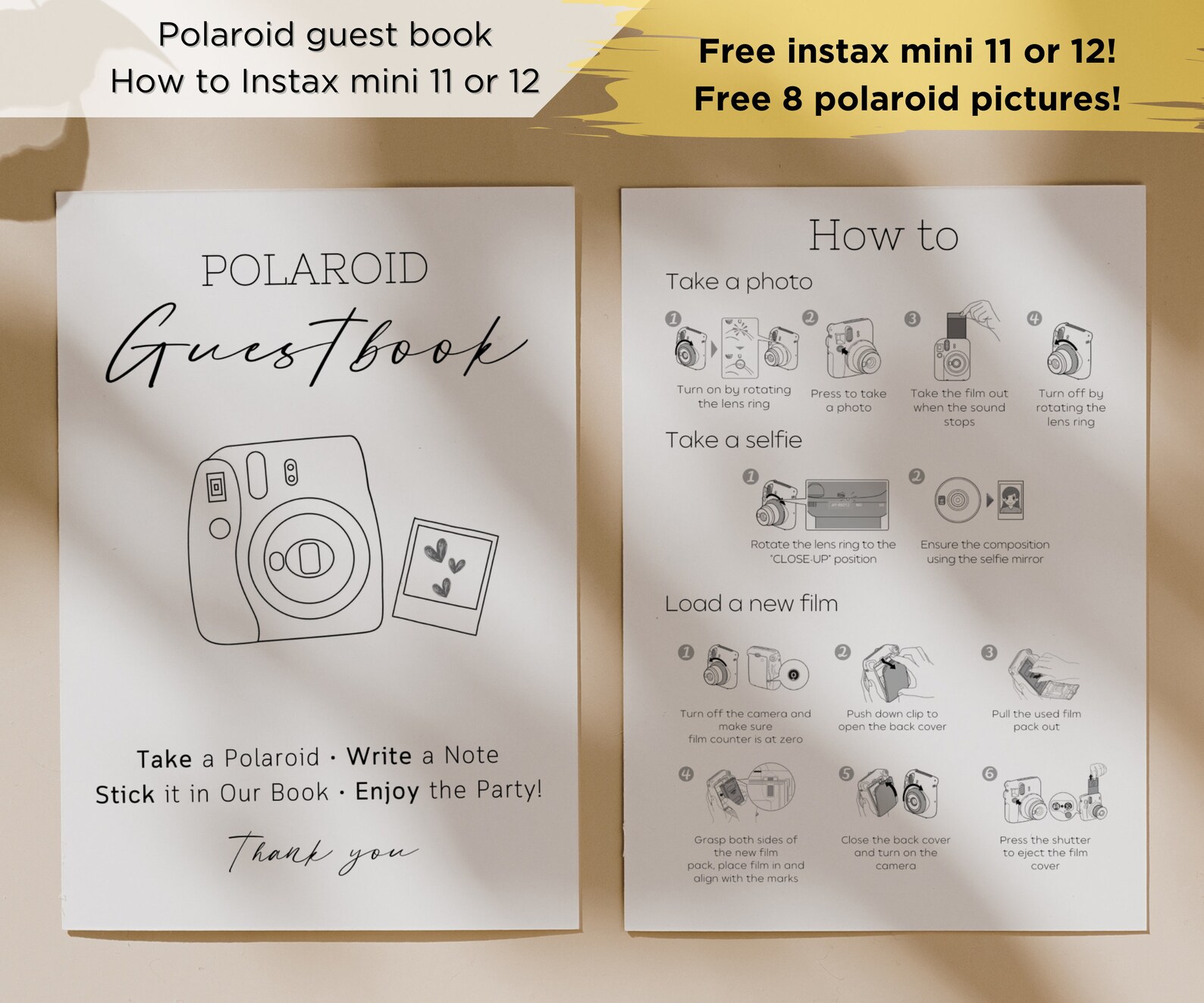 Polaroid Guest Book, Instax Mini 11, Instax Mini 12, Photo Guestbook, Camera Guestbook, Instax ...