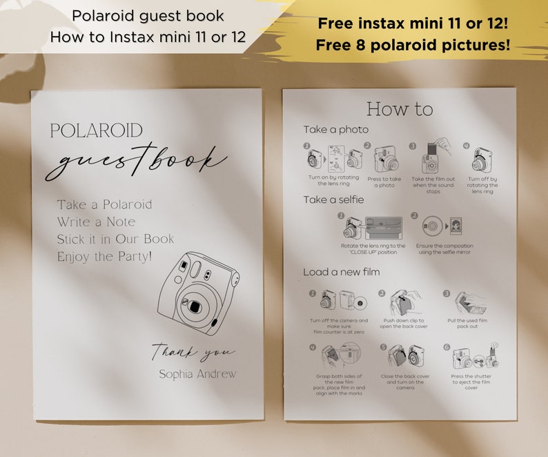Polaroid Guest Book, Instax Mini 11, Instax Mini 12, Photo Guestbook ...