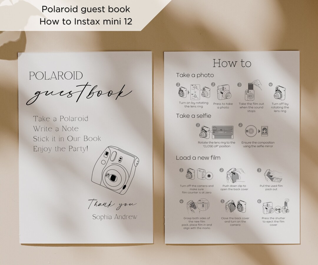 Polaroid Guest Book, Instax Mini 12, Photo Guestbook, Camera Guestbook, Instax Instructions ...