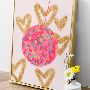 Preppy Bright Disco Wall Art, Girly Art Digital Download, Trendy Dorm ...