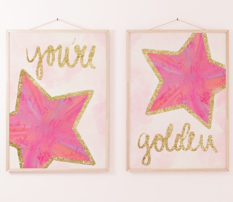 Wall Art Print Preppy Decor, Trendy Star Print Room Decor, Colorful ...
