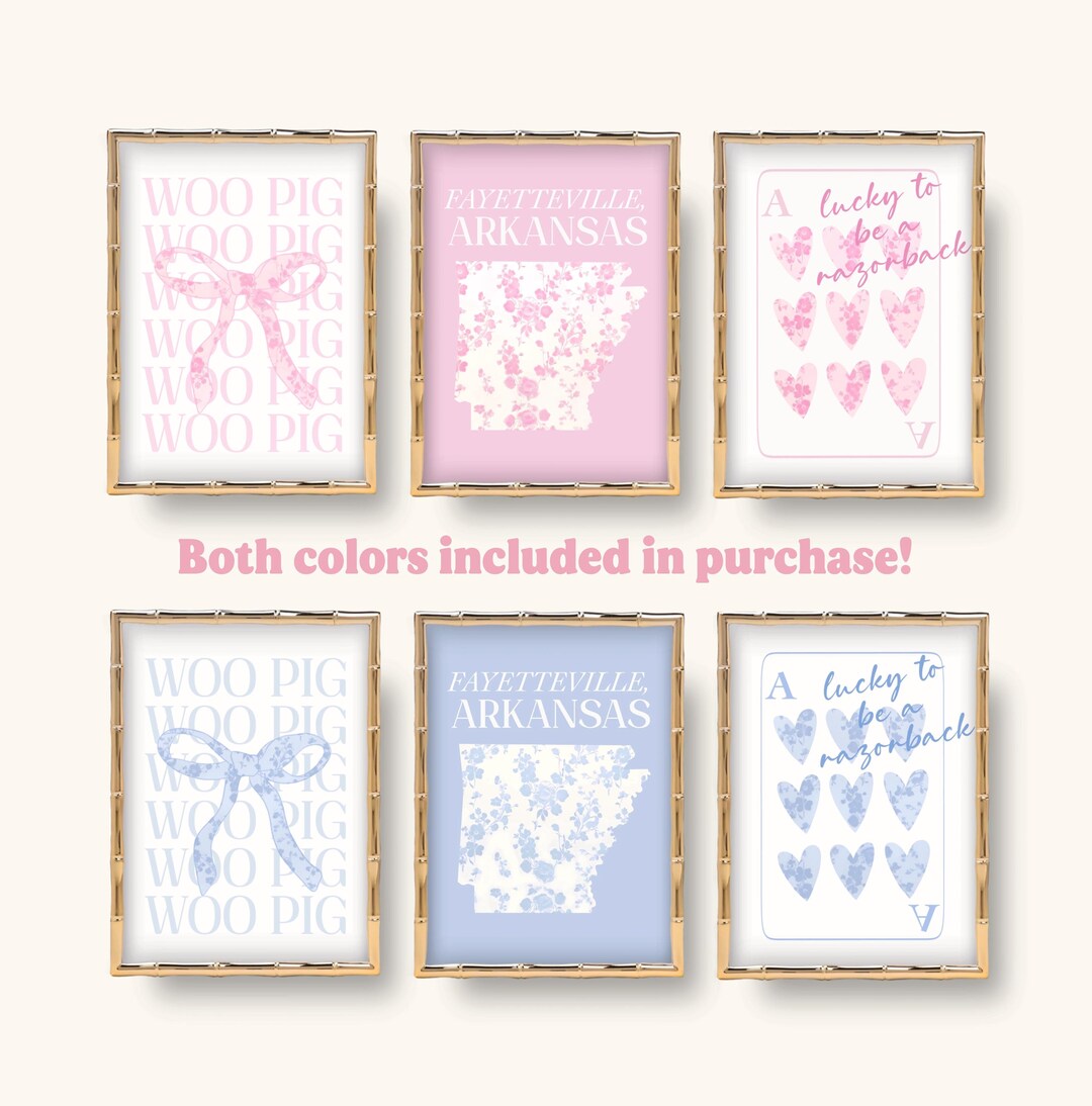 Preppy Fayetteville Arkansas College Wall Art Designs, Coquette Love ...