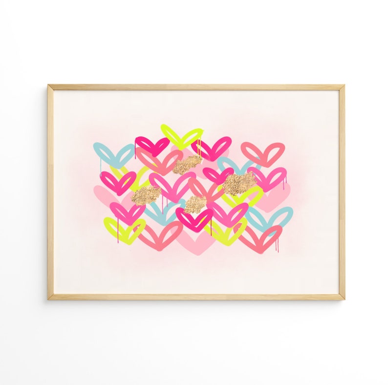 Preppy Hearts Wall Art Print, Trendy Dorm Decor (digital Download) - Etsy