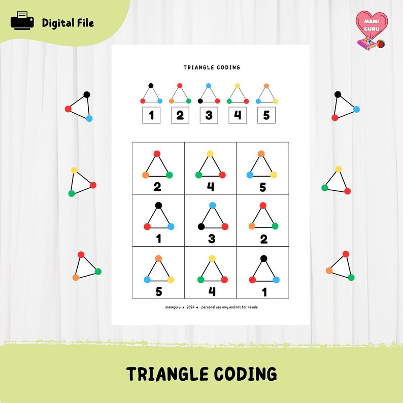 Triangle Coding Printable Brain Games for Kids. Perfect for Attention ...