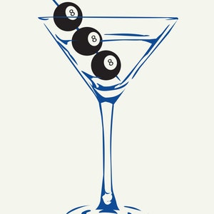 Eight Ball Martini Glass Poster Print, Vintage Aesthetic Retro Art ...
