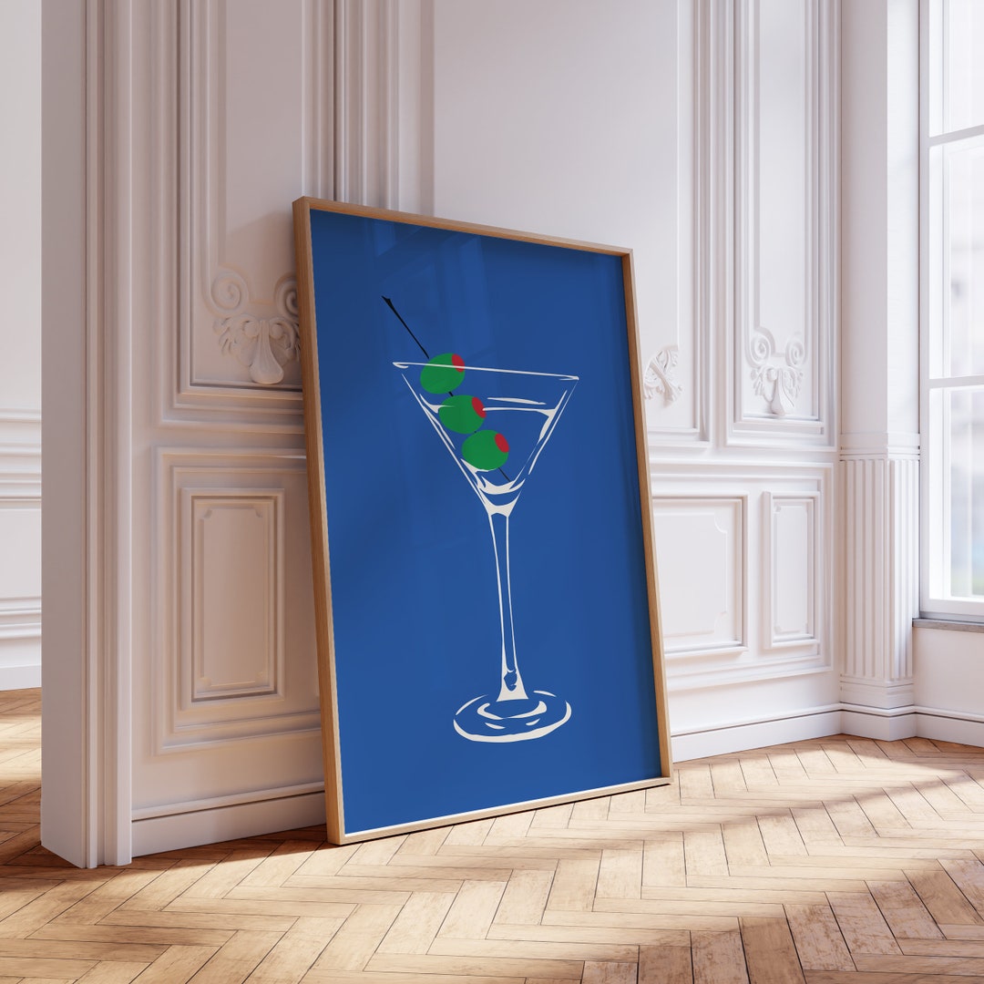 Martini Glass Print, Bar Cart Poster Digital Printable Downloadable ...
