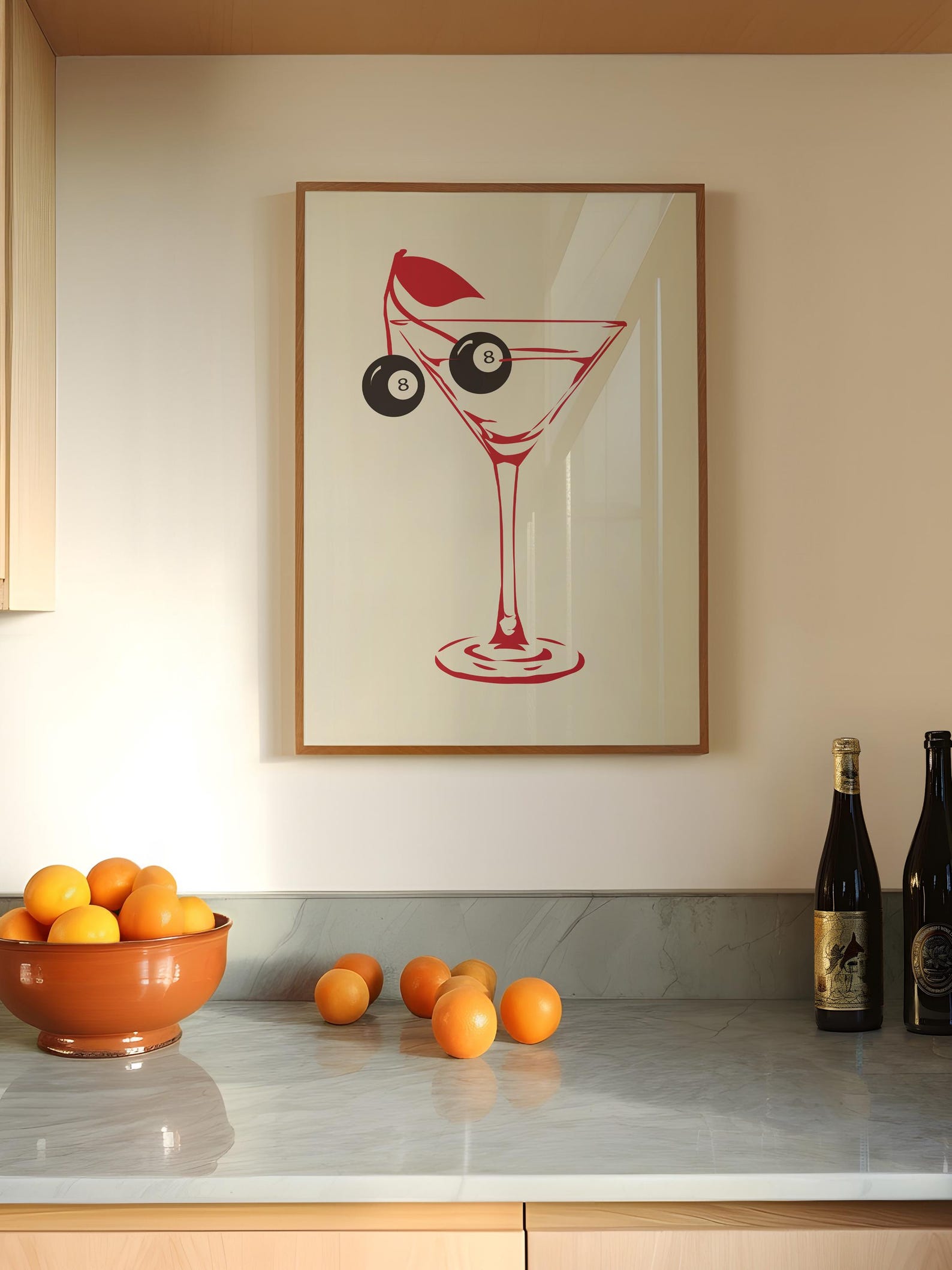 Eight Ball Cherries Martini Glass Print, Vintage Aesthetic Poster ...