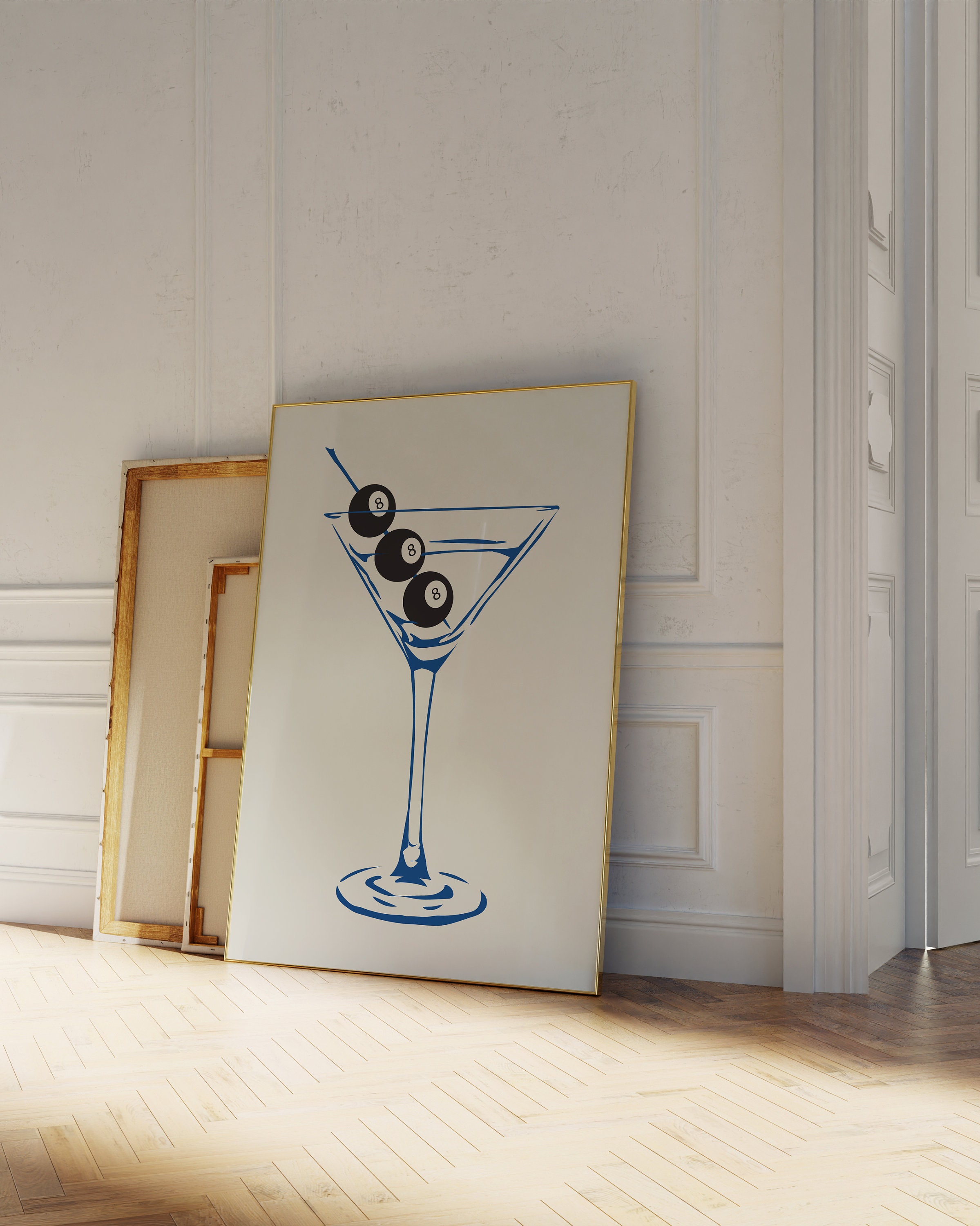 Eight Ball Martini Glass Poster Print, Vintage Aesthetic Retro Art ...